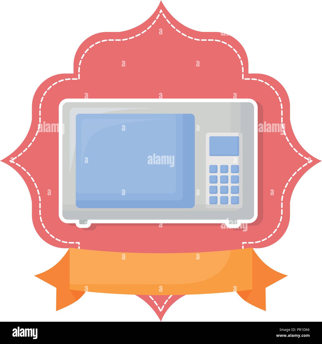 microwave appliance kitchen equipment electric banner emblem vector ...