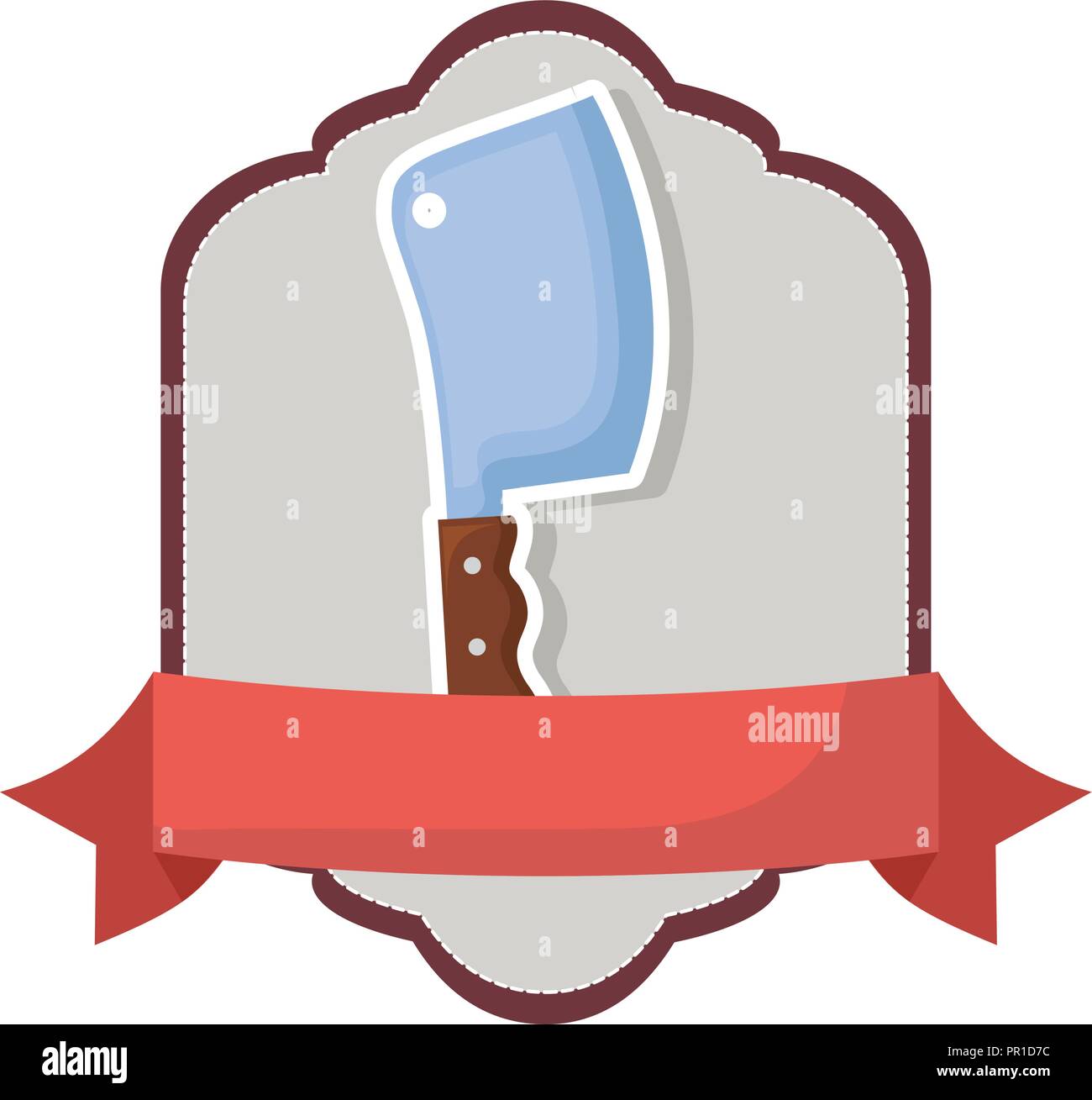 meat cleaver utensil kitchen cutlery banner emblem vector illustration ...