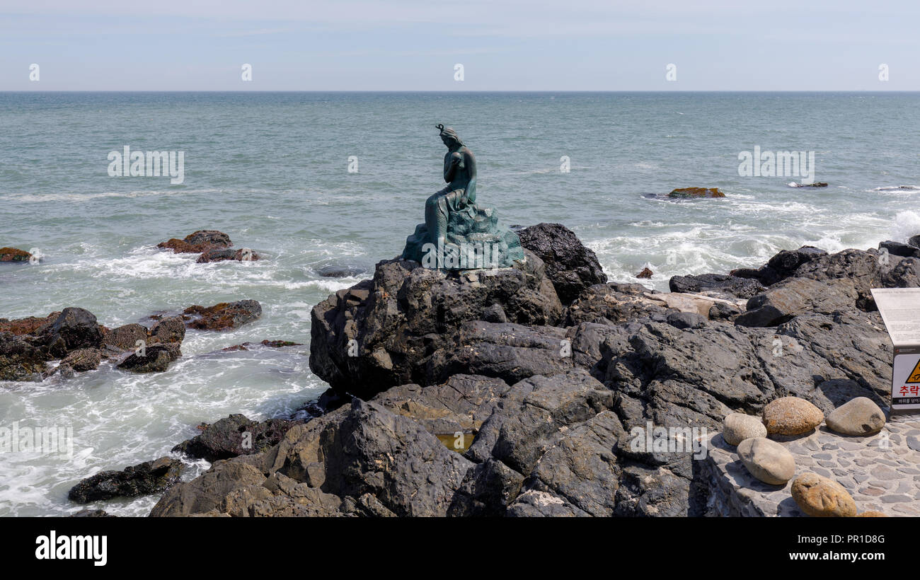 Busan, South Korea - Jul 12, 2018 : Princess Hwagok Mermaid Statue in ...