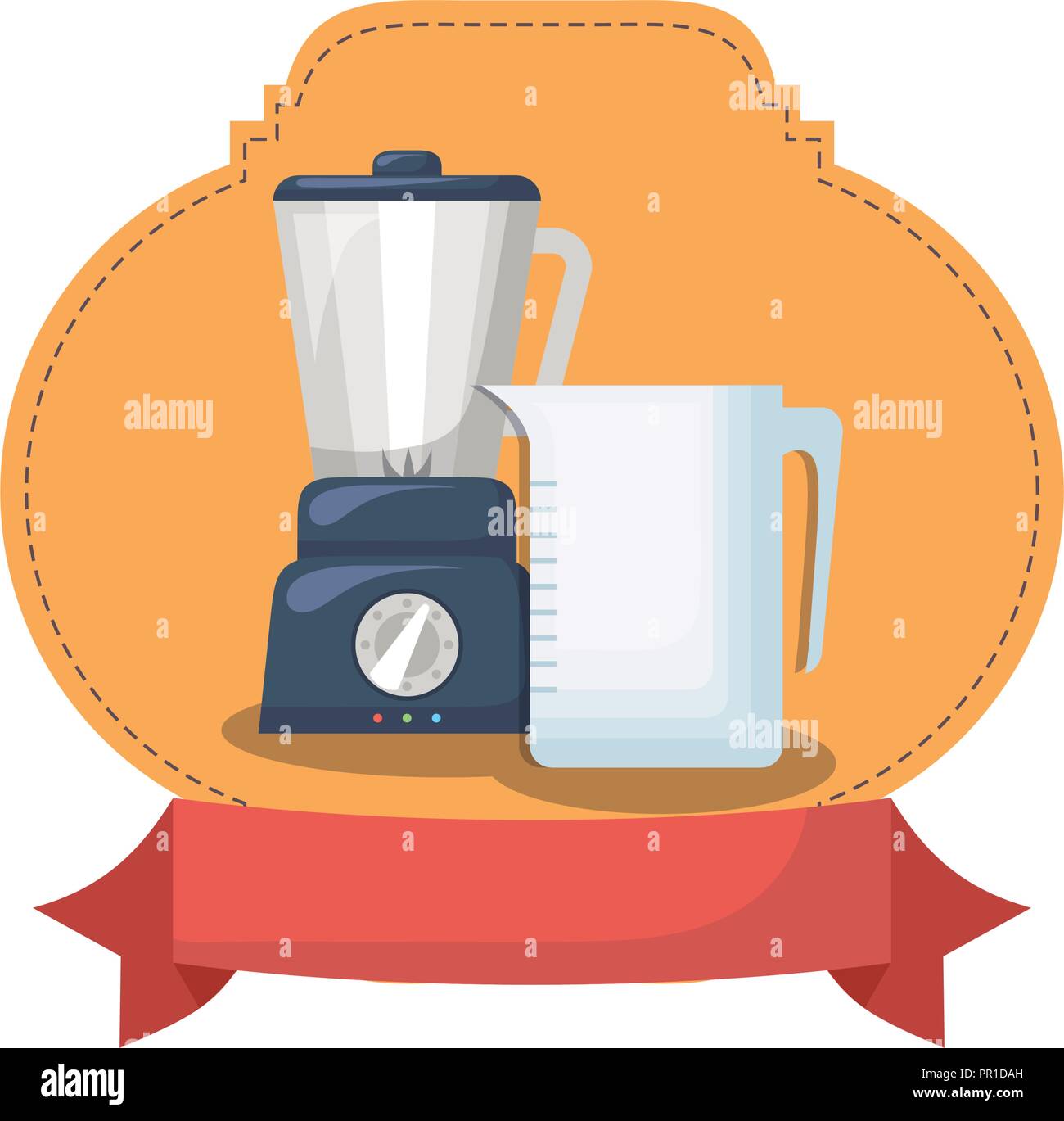blender appliance and pitcher kitchen banner emblem vector illustration ...
