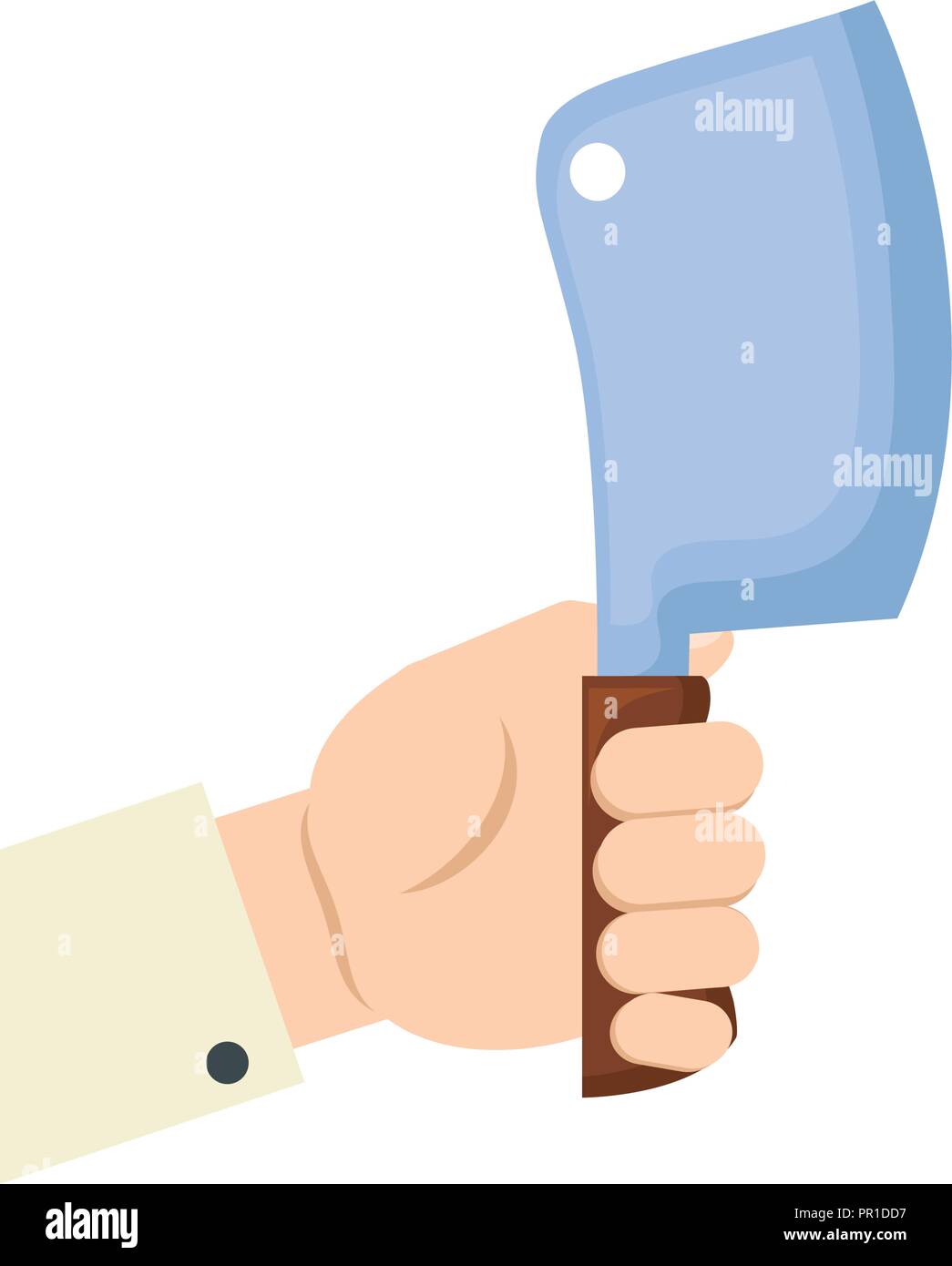 hand holding meat cleaver kitchen tool vector illustration Stock Vector ...