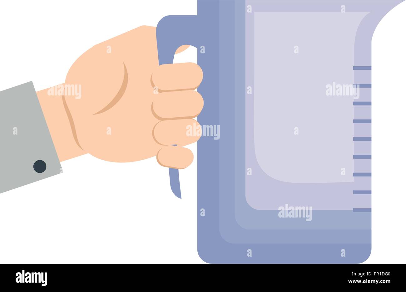 hand holding plastic pitcher kitchen tool vector illustration Stock ...