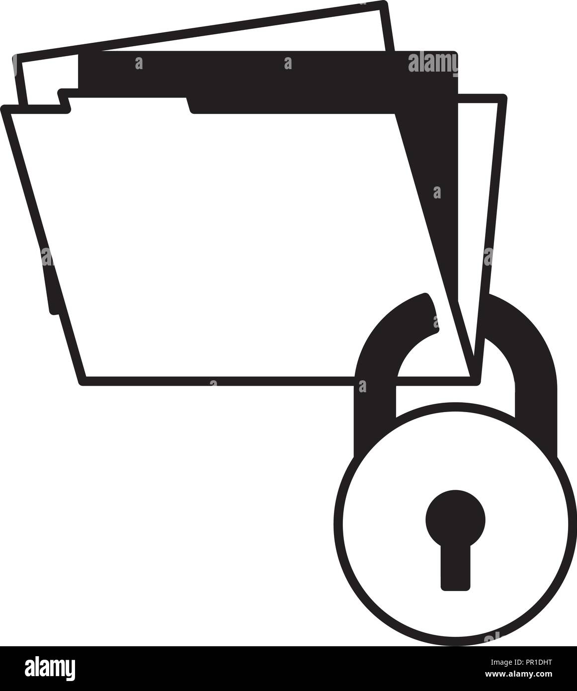 Folder File Data Information Cyber Security Vector Illustration Stock