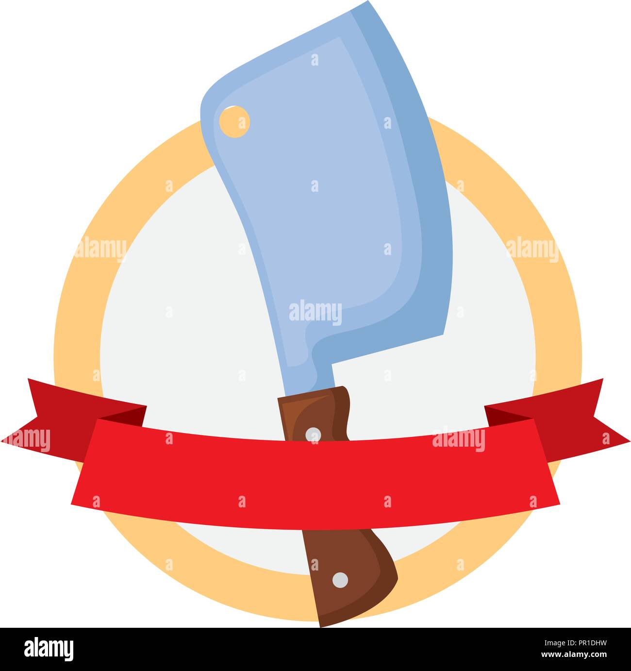 meat cleaver utensil kitchen cutlery banner emblem vector illustration ...