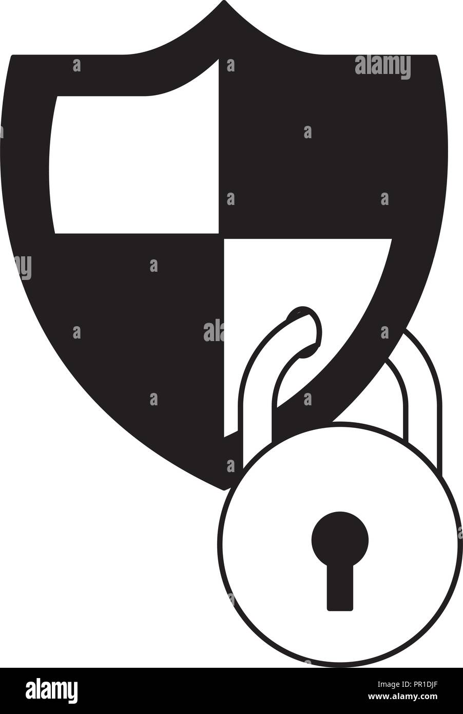 shield protection system data cyber security vector illustration Stock ...