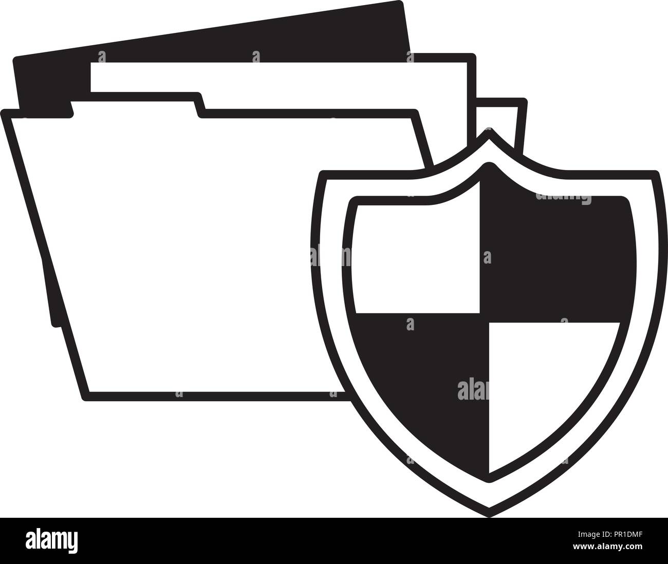 shield protection folder file data document vector illustration Stock ...