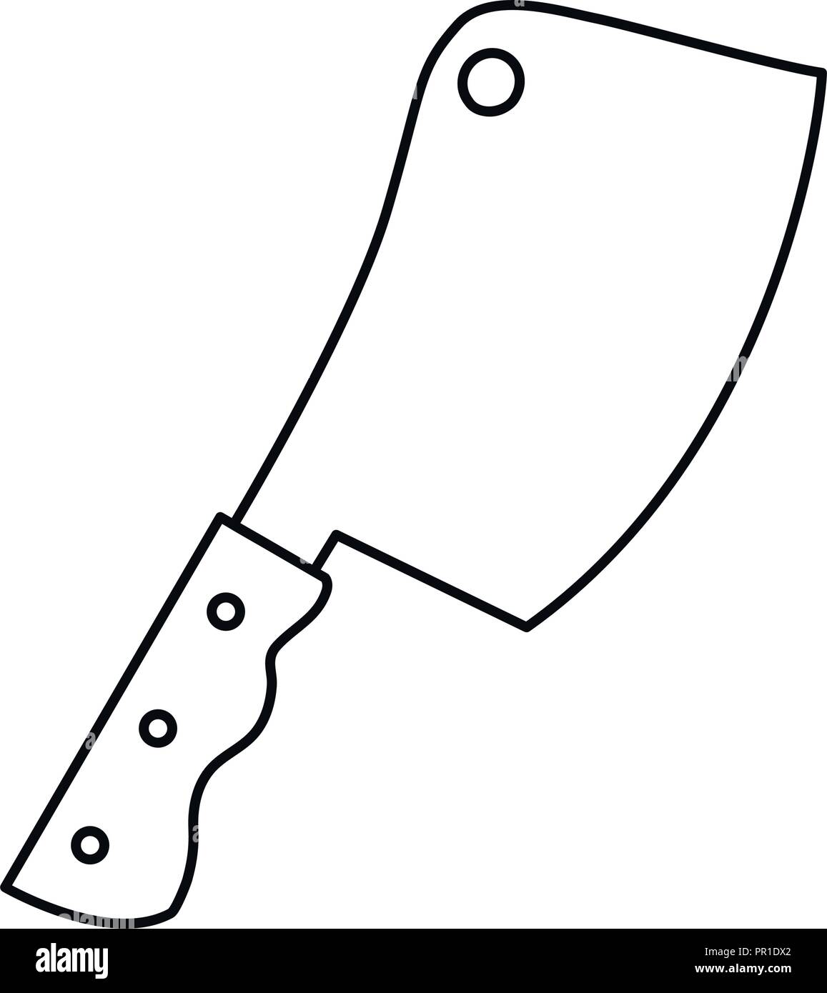 meat cleaver utensil kitchen cutlery vector illustration thin line ...