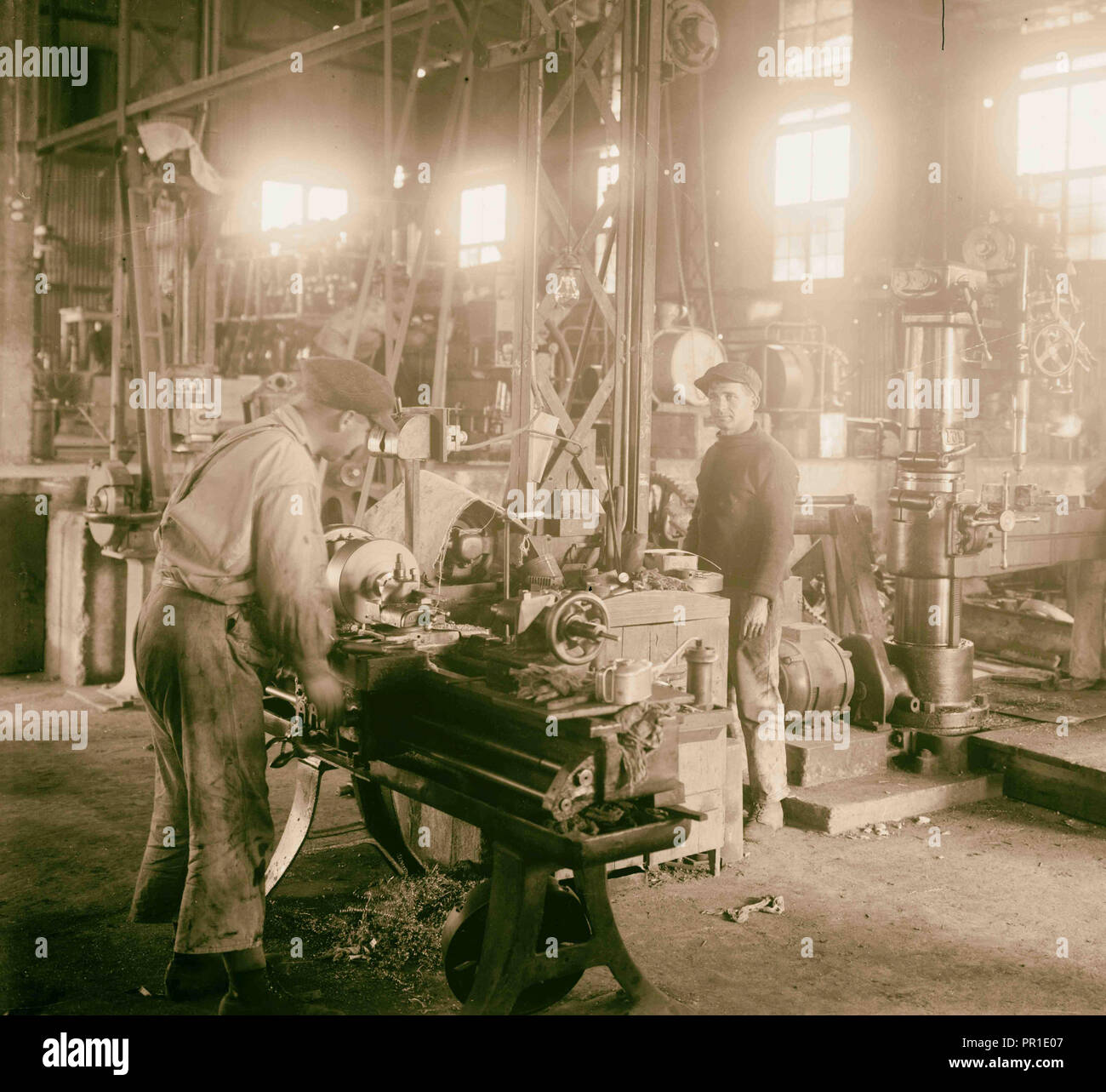 The Palestine Electric Corporation power plant. Machine shops showing ...