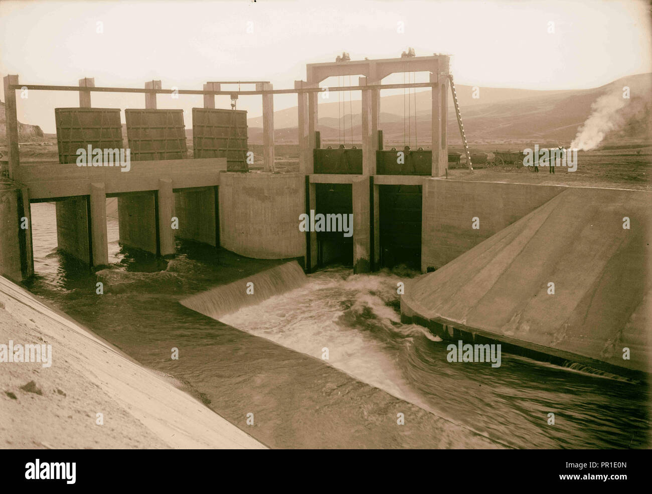 The Palestine Electric Corporation power plant. The P.E.C. sluice gates ...