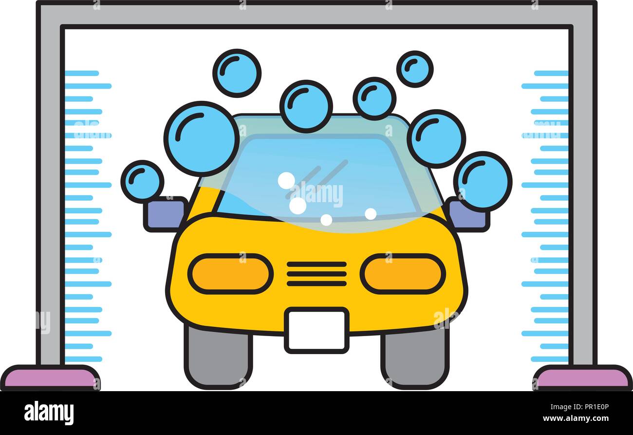 car wash shampoo bubbles automotive service vector illustration Stock ...