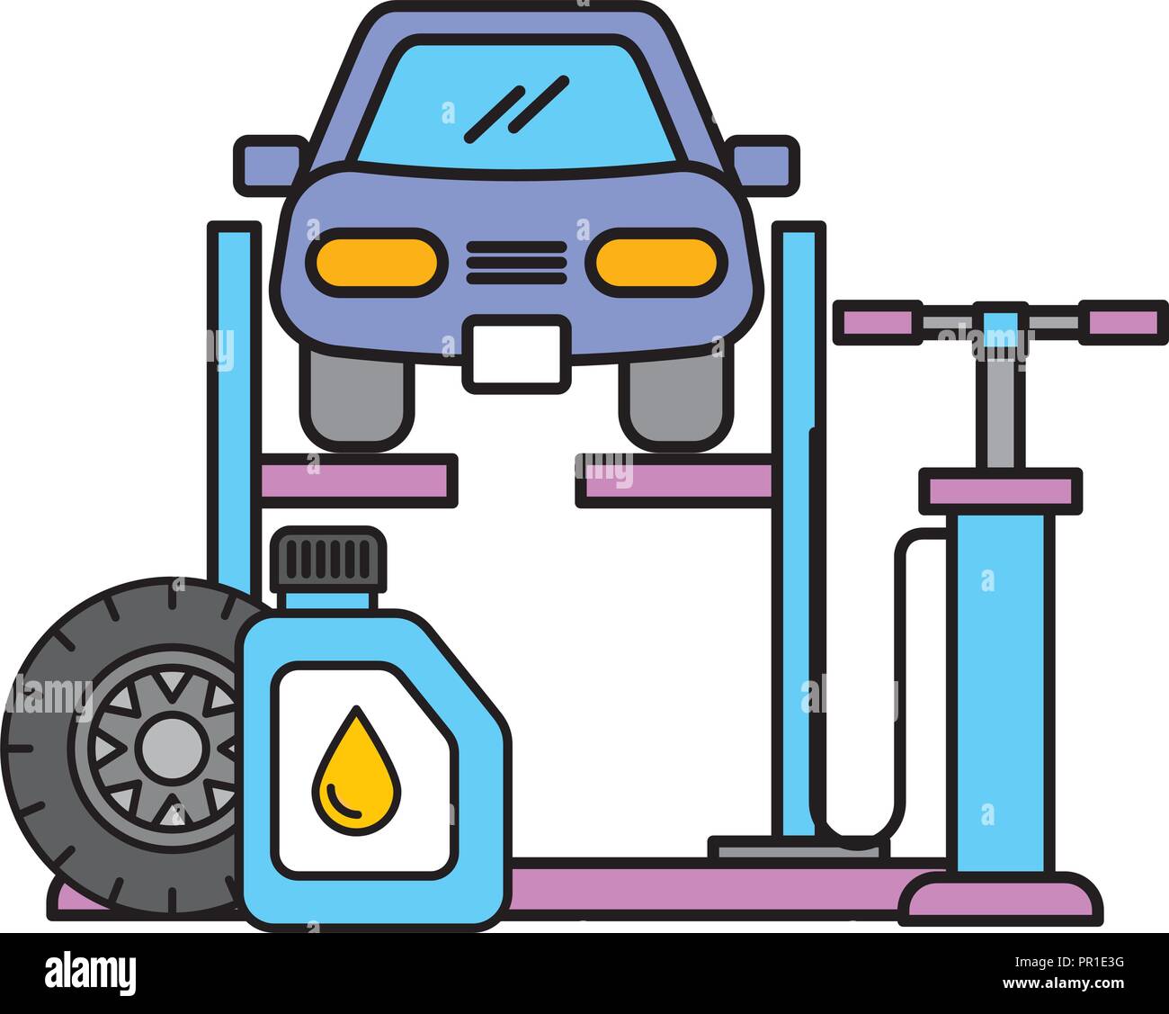vehicle hydraulic lift pump air wheel oil automotive service vector ...