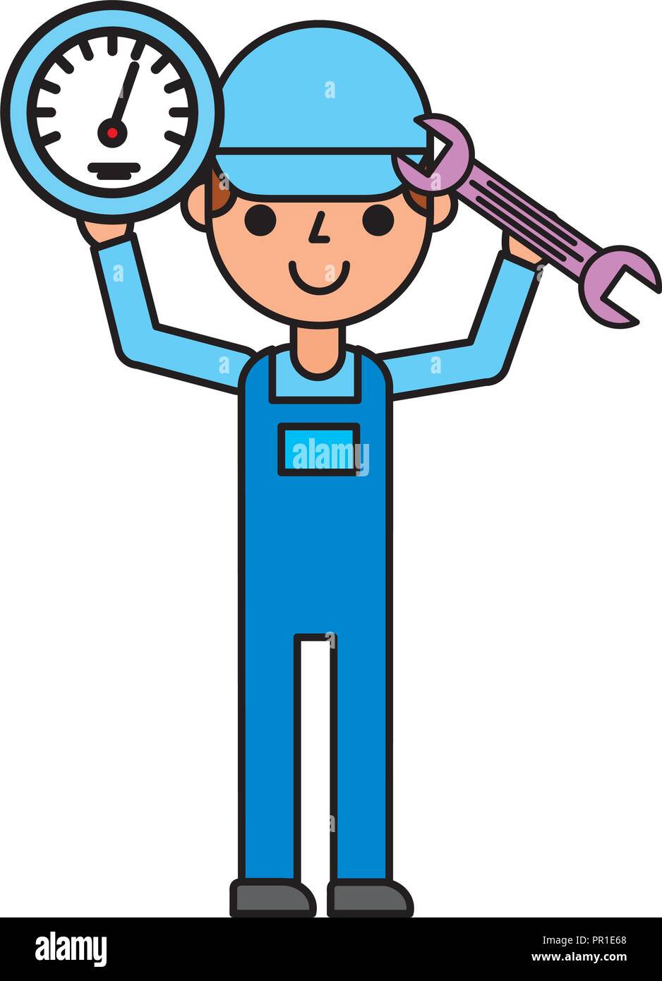 mechanical man with speedometer and wrench automotive service vector ...