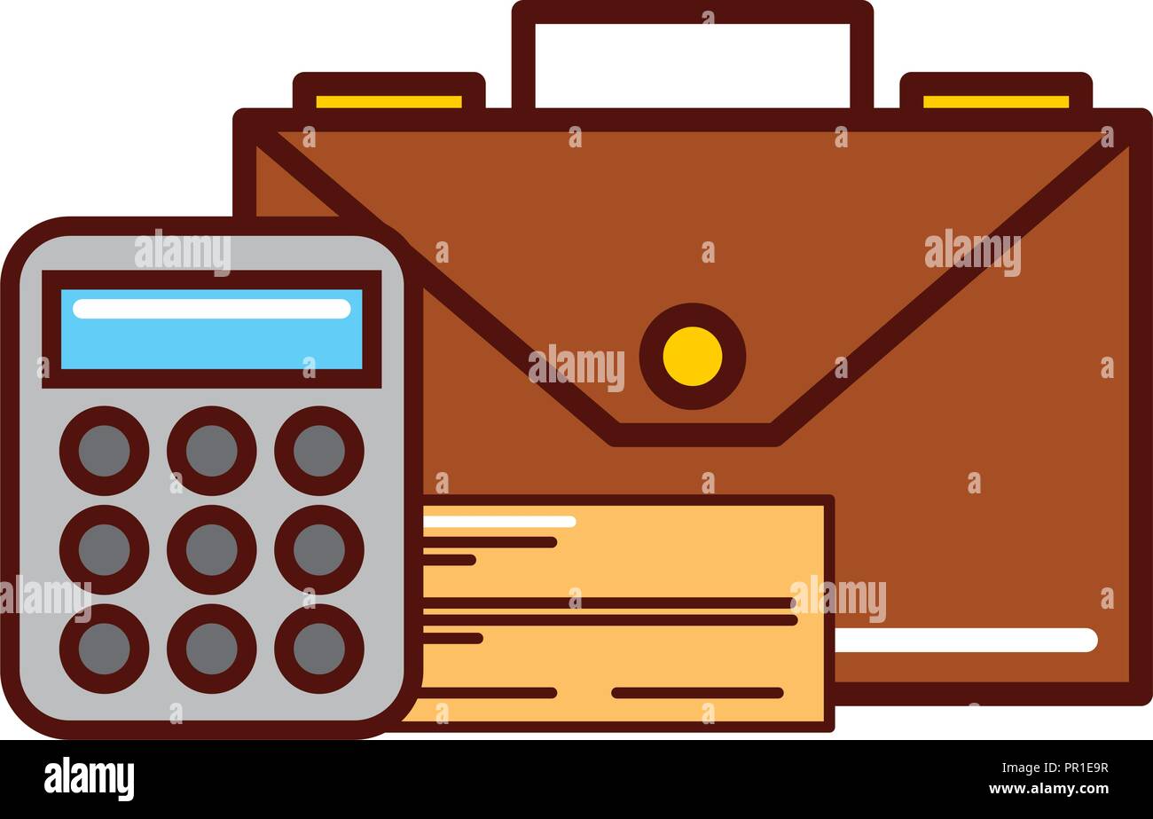 business briefcase calculator check bank vector illustration Stock ...