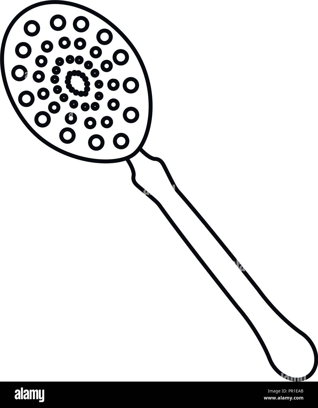 draining spoon utensil kitchen cutlery vector illustration thin line ...