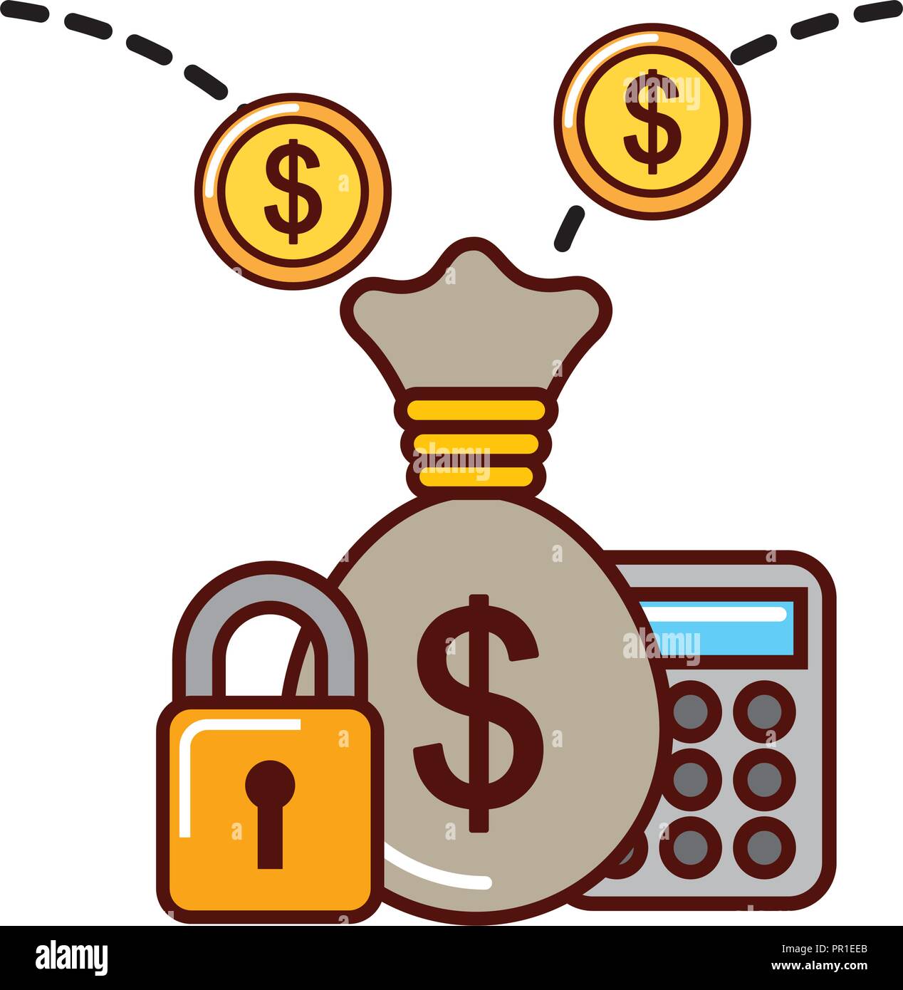 business money bag calculator coins security vector illustration Stock Vector Image & Art - Alamy