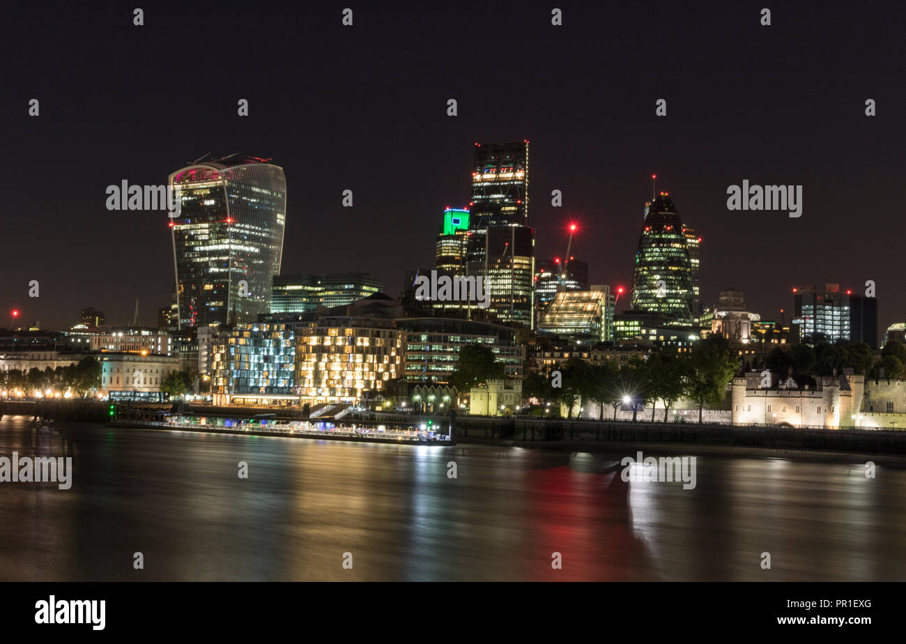 Some of London's most famous skyscrapers at night Stock Photo - Alamy
