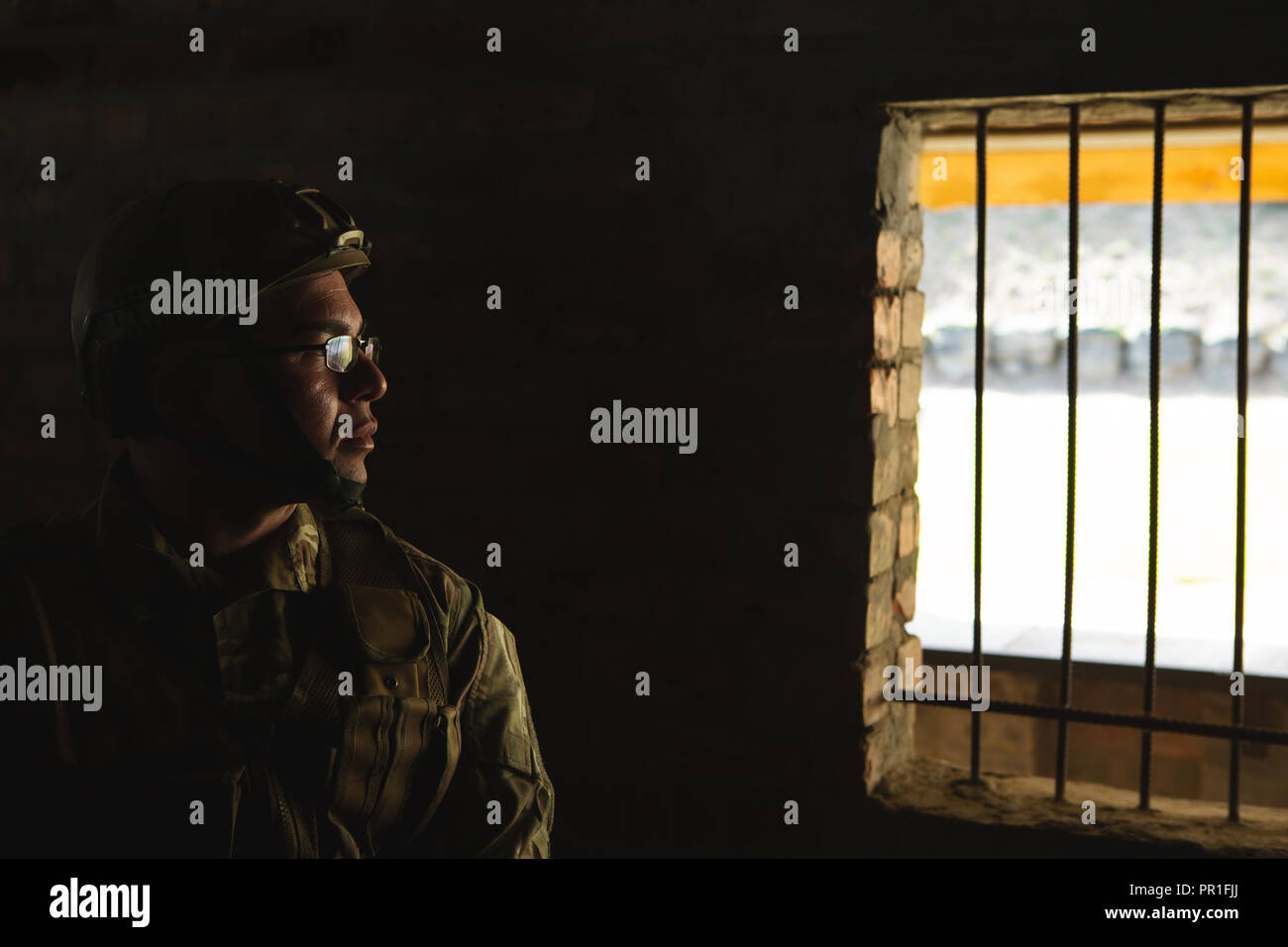 Military solider standing in military training Stock Photo - Alamy