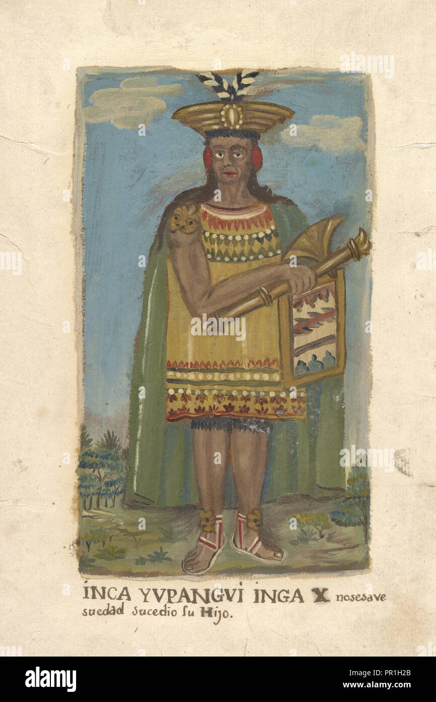 Portraits of Inca kings and an Inca queen, oil on vellum, not before ...