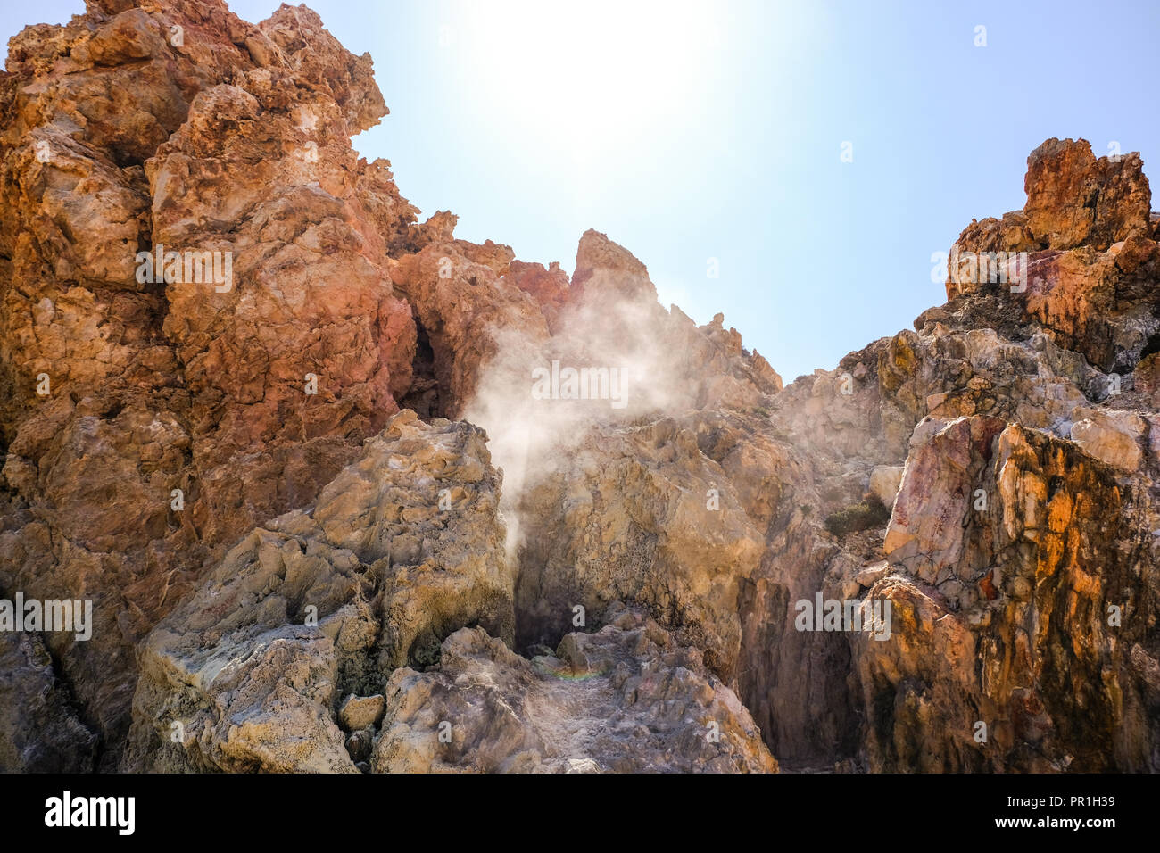 Europe sulfur fumaroles on the crater of vulcano hi-res stock ...