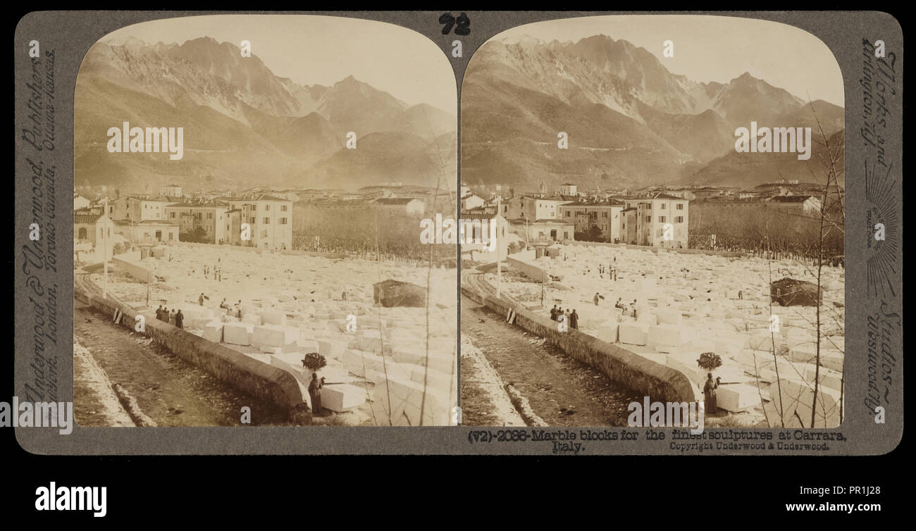 Carrara, Marble blocks, Carrara, Stereographic views of Italy ...