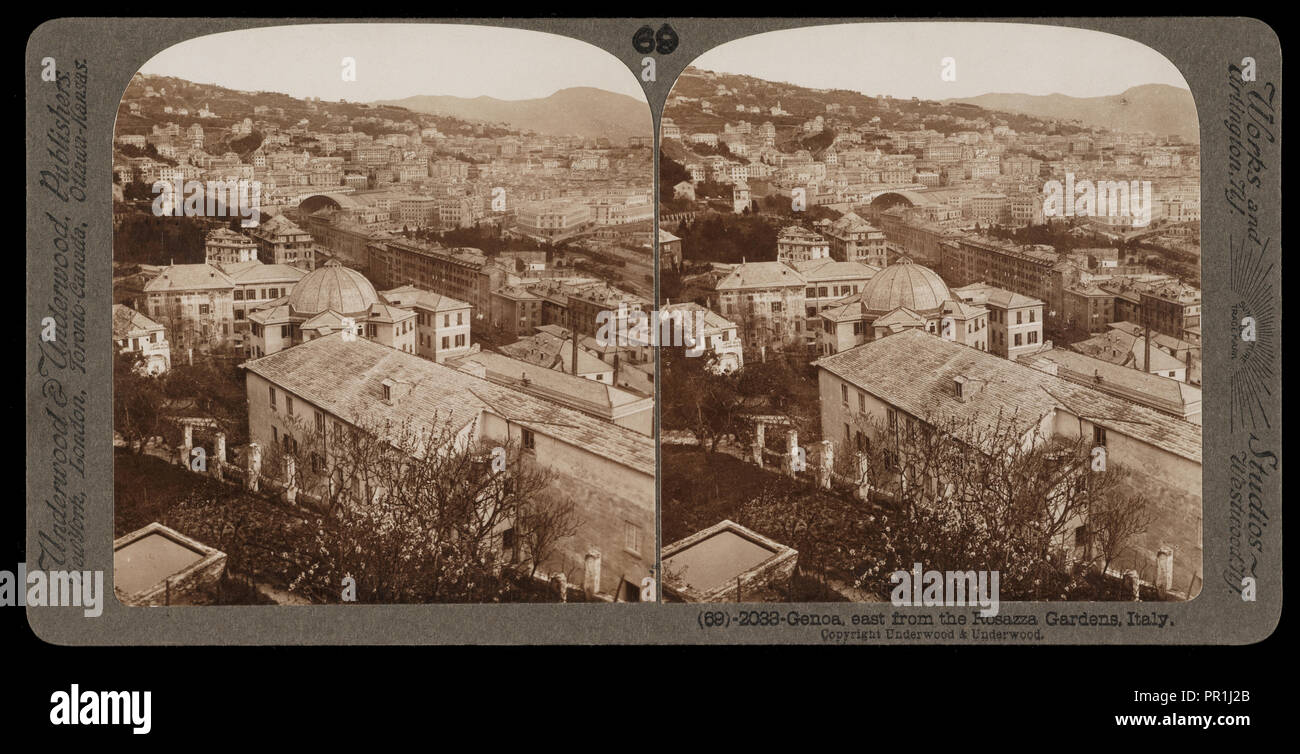 Genoa, east from the Rosazza Gardens, Stereographic views of Italy ...