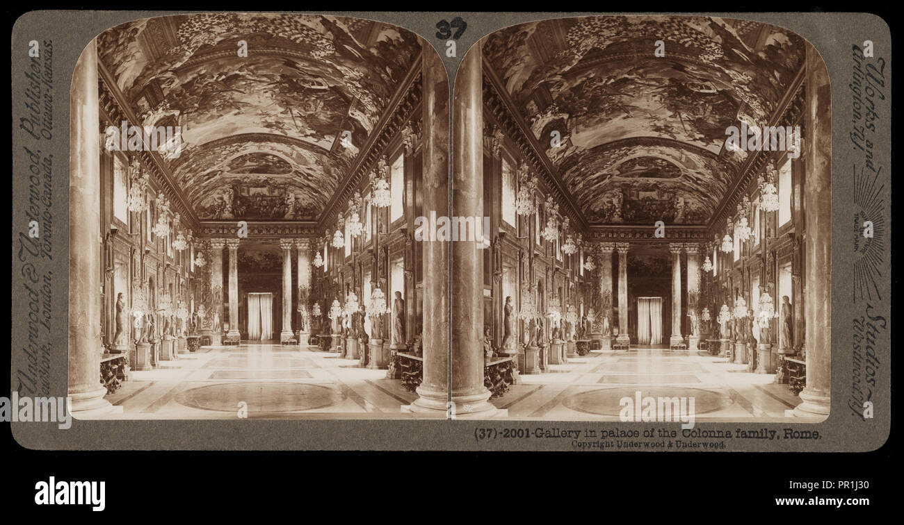 Rome, Gallery in Palace of the Colonna family, Rome, Stereographic ...