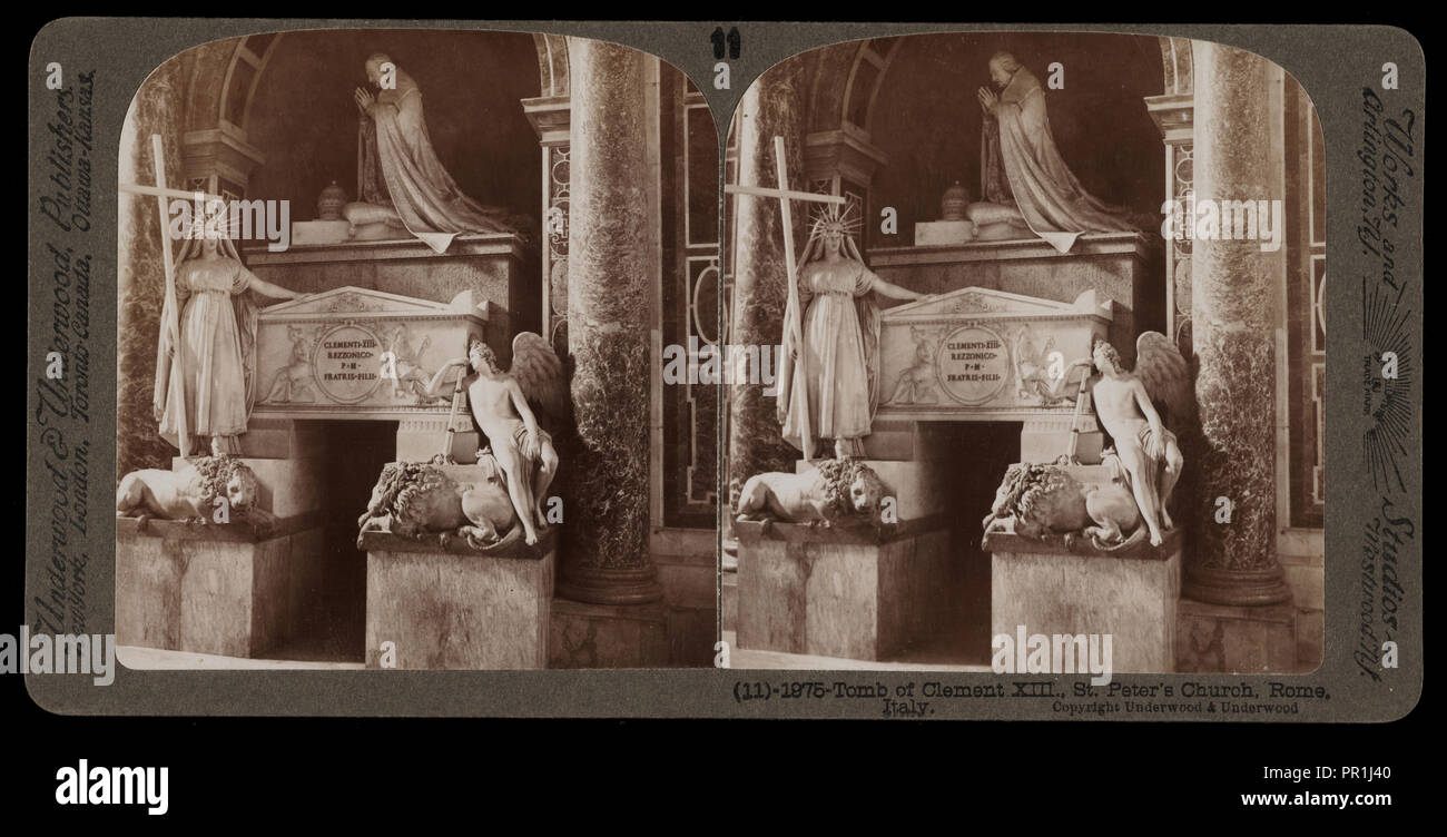 St. Peter's, Tomb of Clement XIII, St. Peter's, Stereographic views of ...