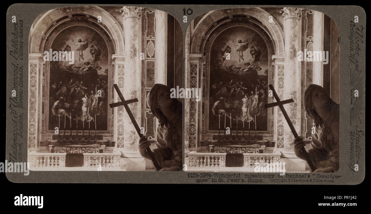Mosaic copy of Raphael's Transfiguration in St. Peter's, Stereographic ...