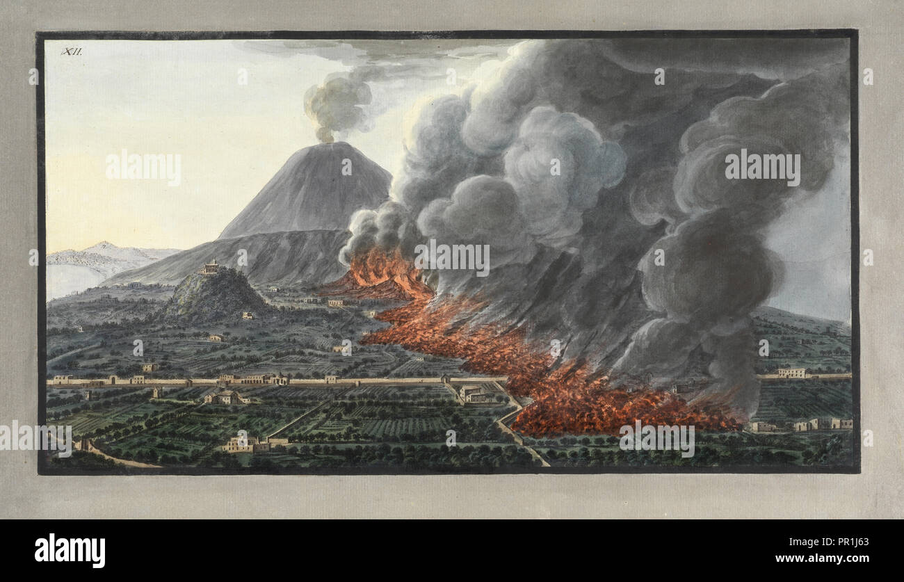 View of an eruption of Mount Vesuvius which began the 23 of December ...