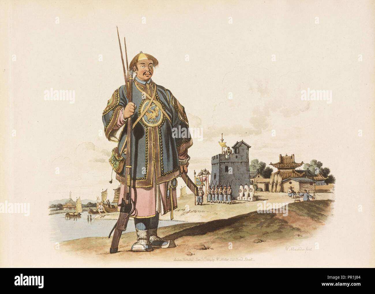 A soldier of Chu-San, armed with a matchlock gun, The costume of China ...