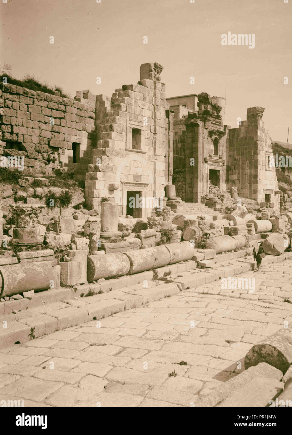 Ruins of Jerash (Gerasa). Gateway to Temple of Artemis. Triple gateway ...
