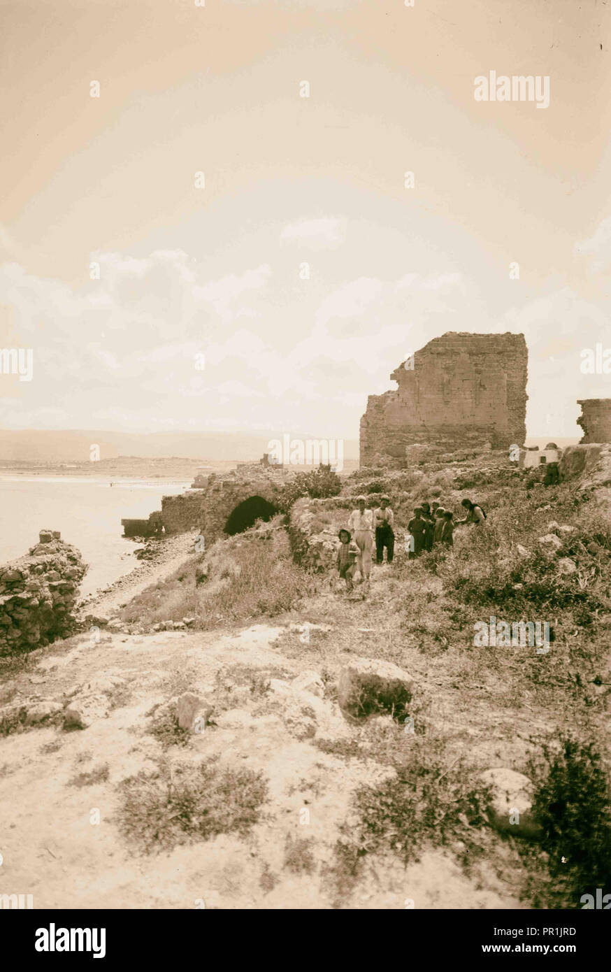 Northern views. Athlit. Silhouette of Crusader castle. 1920, Israel ...