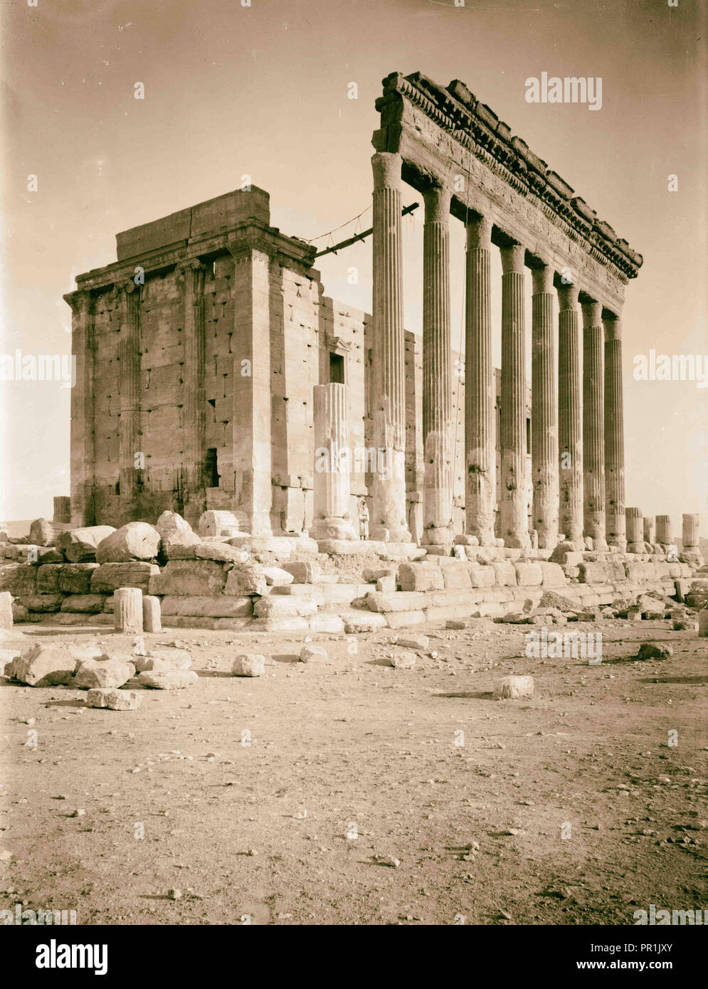 Palmyra. Temple of Baal. Pillars of the peristyle. 1920, Syria, Tadmur ...