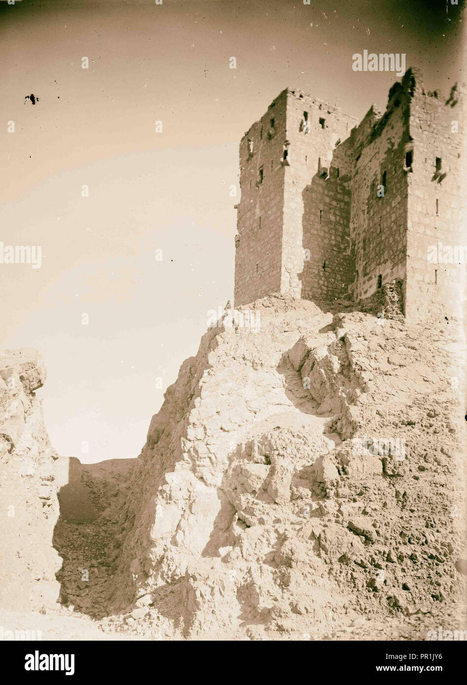 Palmyra. The Turkish castle. The south tower. 1920, Syria, Tadmur Stock ...