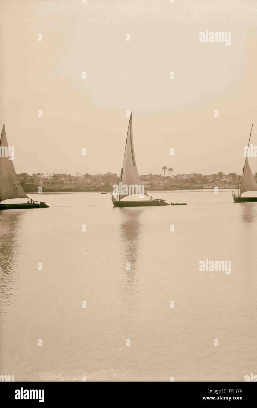 Egypt. Cairo and Memphis, etc. Scene in Old Cairo. Showing typical sail ...