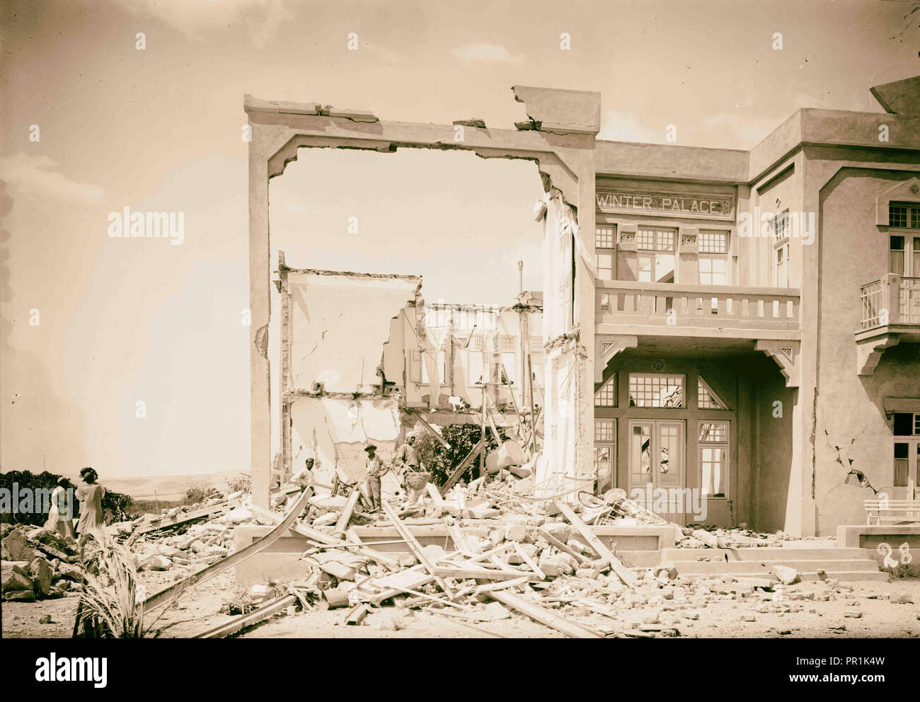 Palestine events. The earthquake of July 11, 1927. Wreckage of the ...