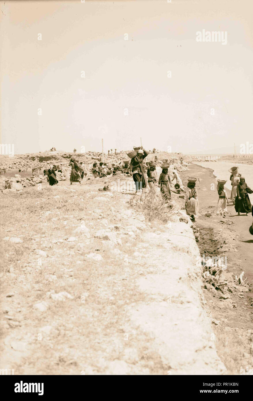 Athlit. Ruins from the beach. Buttress wall close to the sea 1930 ...