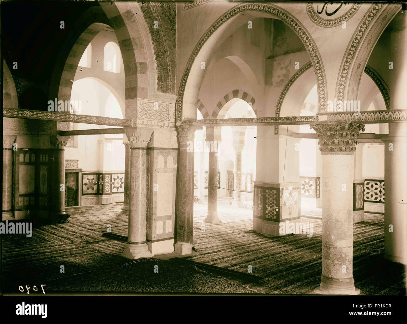 El Aksa, al-Aqsa Mosque interior S.W. corner of nave. 1934, Jerusalem ...