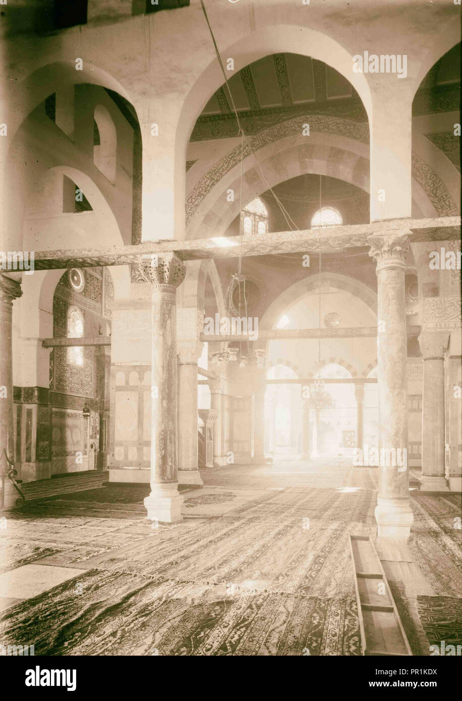 El Aksa, al-Aqsa Mosque interior New section W. wing. 1934, Jerusalem ...