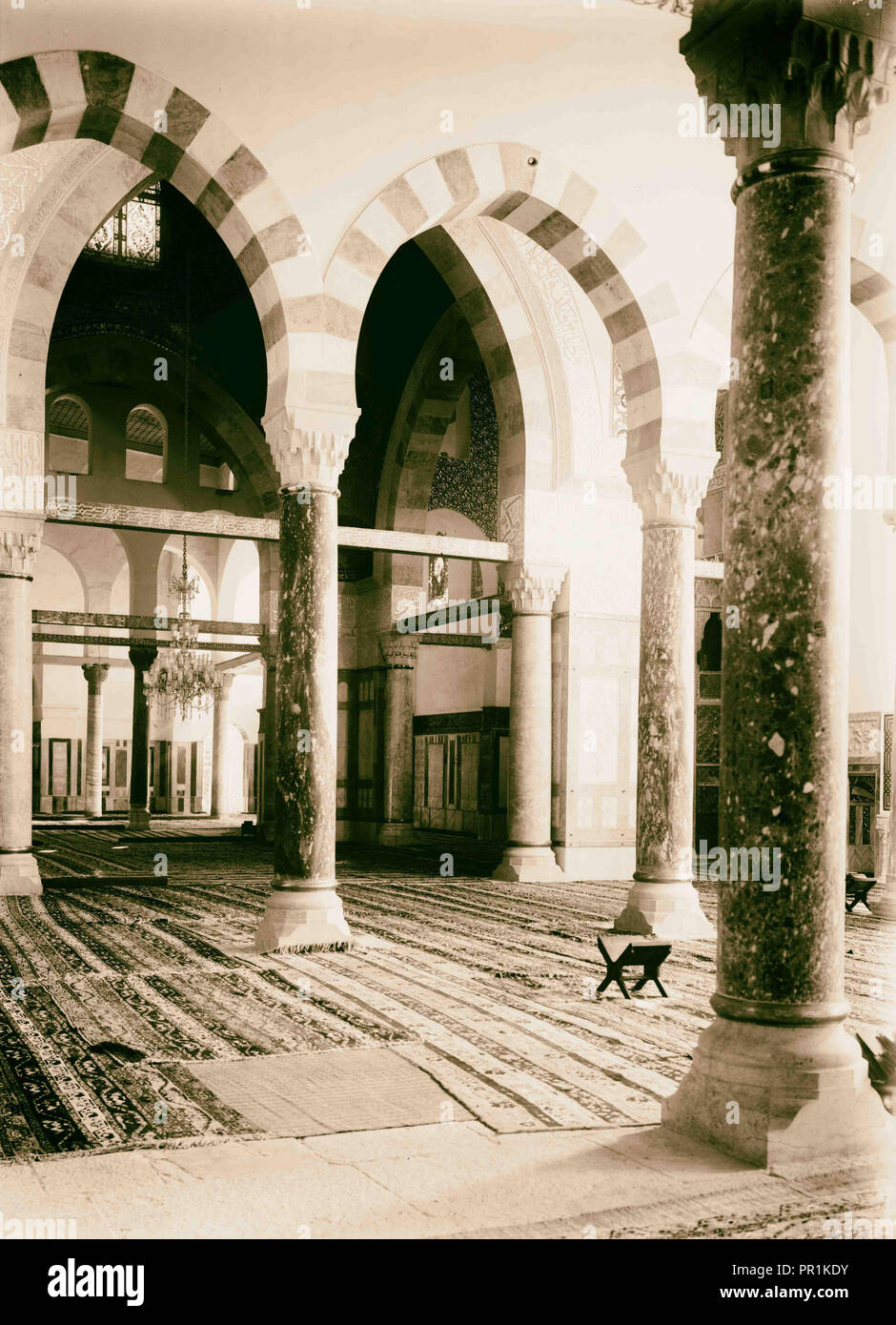 El Aksa, al-Aqsa Mosque interior New section W. wing. 1934, Jerusalem ...