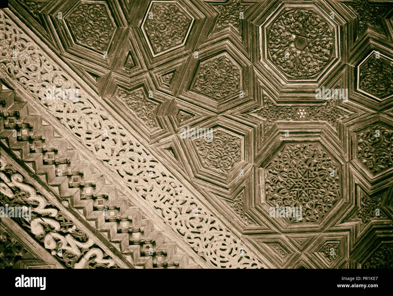 El Aksa, al-Aqsa Mosque Cedar pulpit Details of carving. 1934 ...