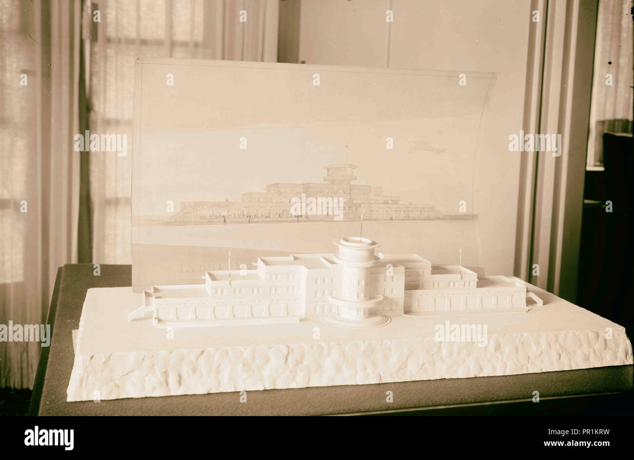 Model of Lydda Air terminus bld'g [i.e., building]. 1934, Israel, Lod ...