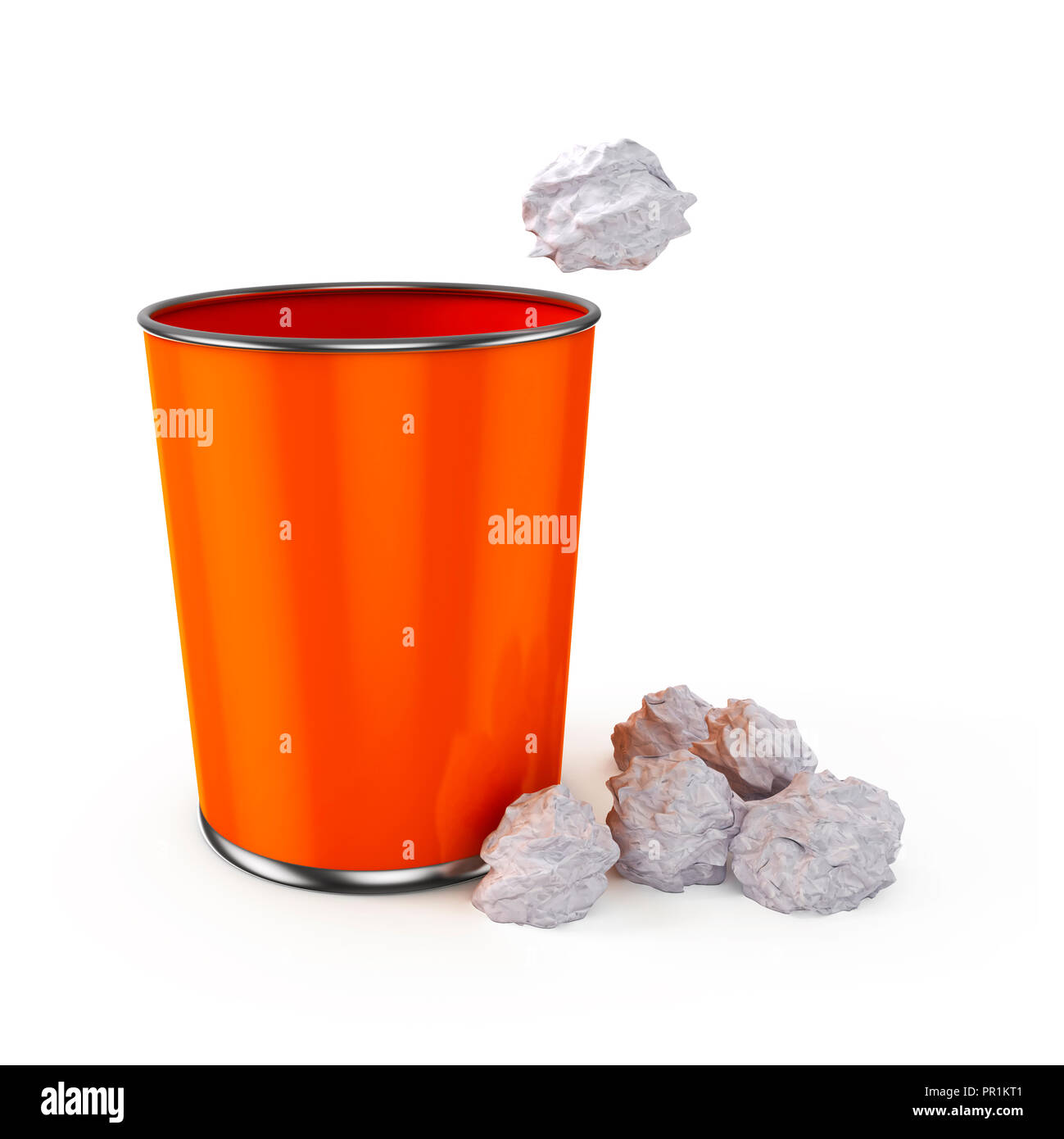 3d office garbage can and paper trash Stock Photo - Alamy