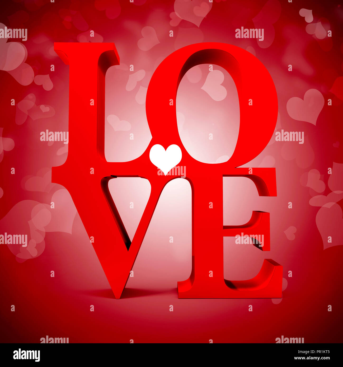 3d red LOVE text Stock Photo - Alamy