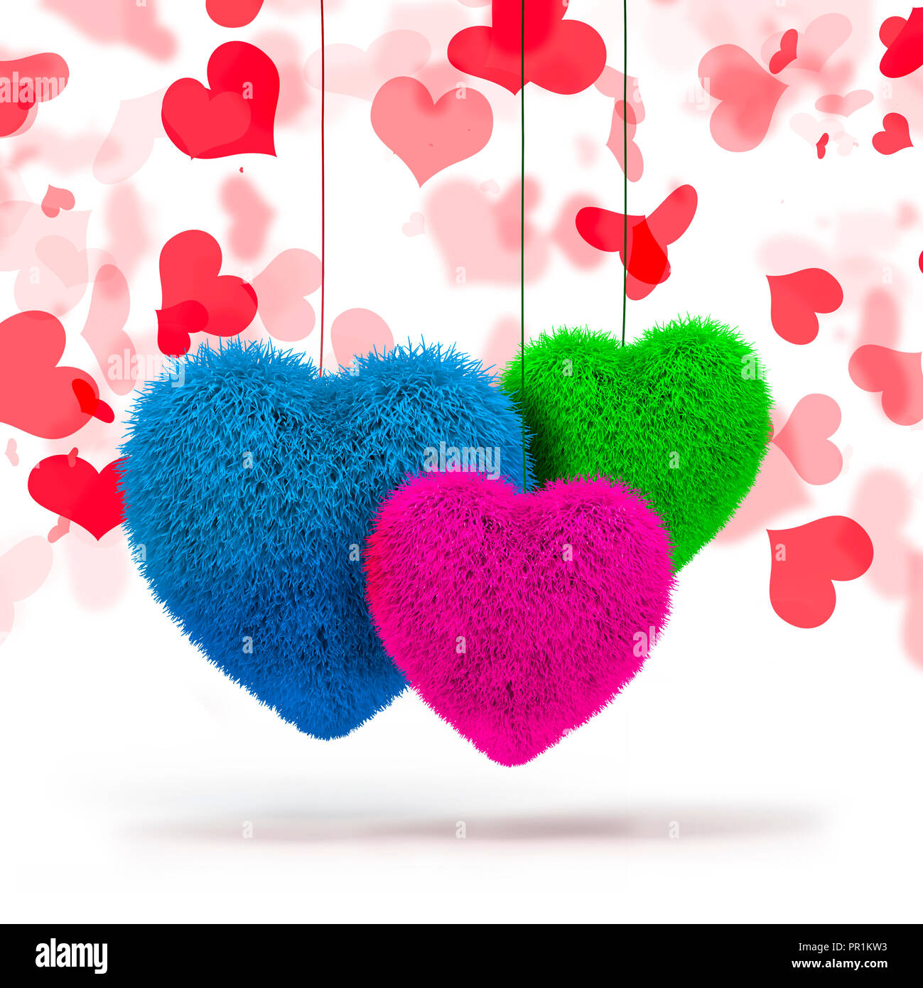 3d colorful fluffy hearts Stock Photo - Alamy