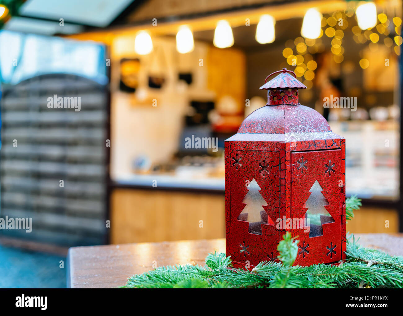 Lantern at Christmas Market at Gendarmenmarkt square in Winter Berlin ...