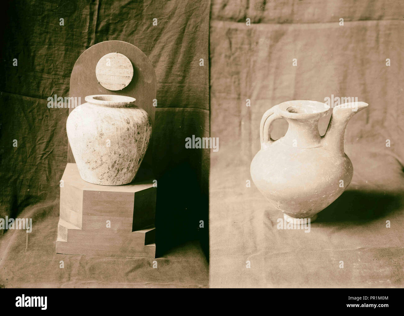 Byblos Jebeil. Byblos. Alabaster vase ; pottery pot. 1936, Lebanon ...