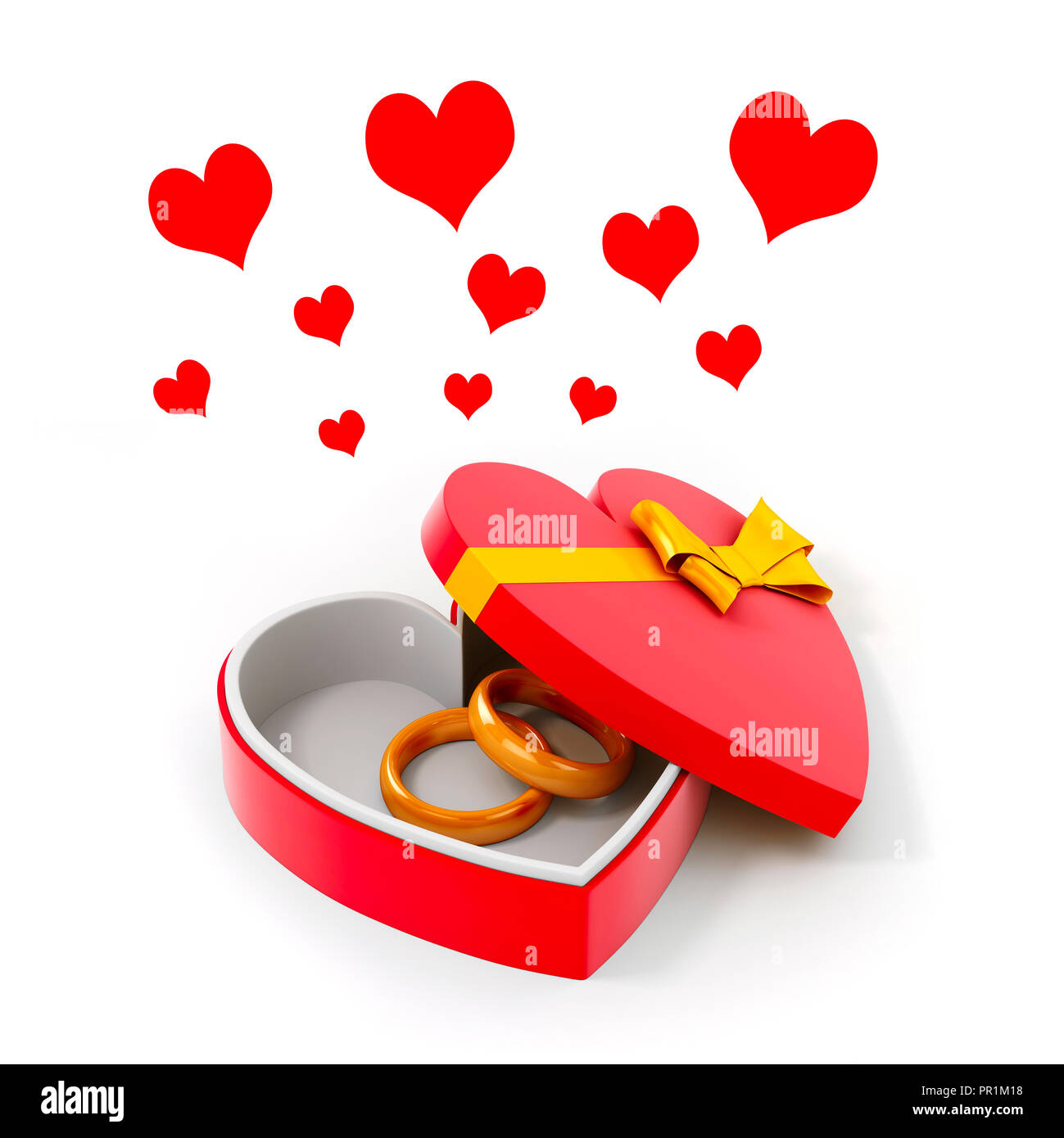 3d gold ring in a heart shape case Stock Photo - Alamy