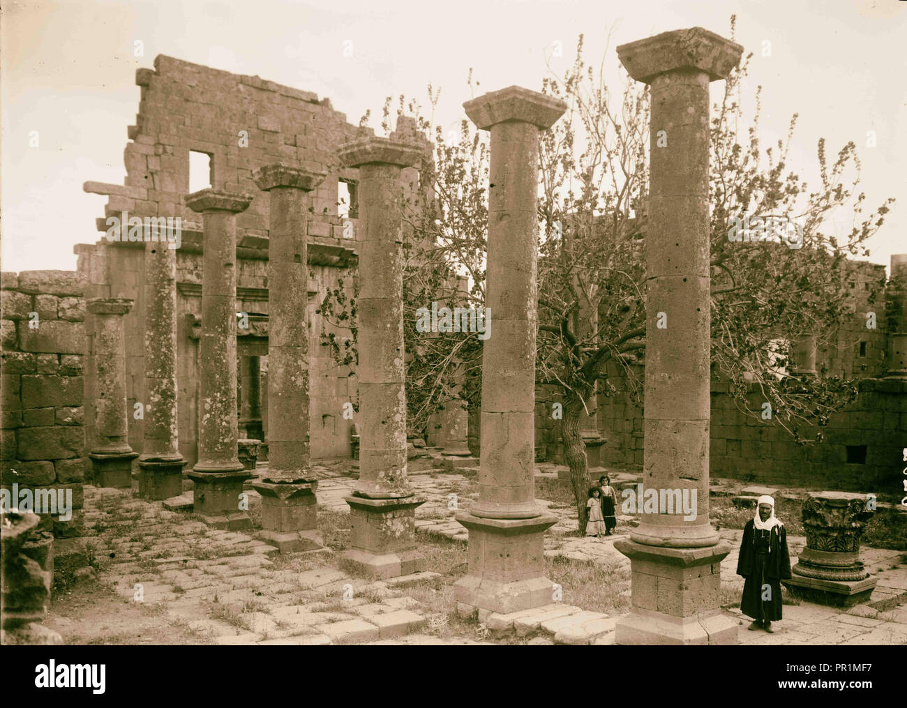 Jebel el-Druze & Hauran. Kanawat. Colonnade of Roman basilica. 1938 ...