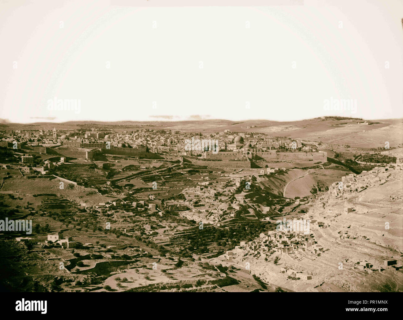 Jerusalem from the south. Siloan, Siloam and Ophel. 1898, Israel Stock ...